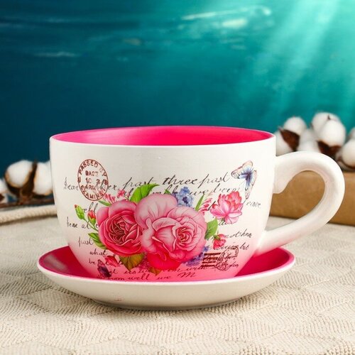 Горшок в форме чашки "Эмма" розы, 19х15х10см