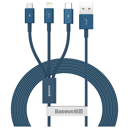 Кабель Baseus Superior Series Fast Charging Data Cable USB to M+L+C 3.5A 1.5m Синий (CAMLTYS-03)