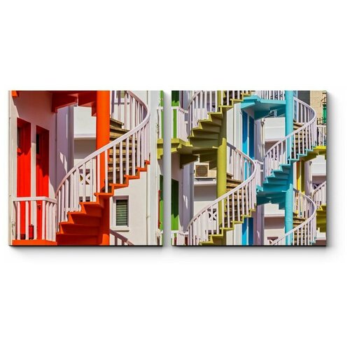 Модульная картина Яркие винтовые лестницы80x40