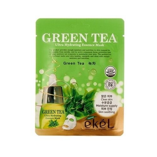 EKEL Тканевая маска для лица с экстрактом зеленого чая Green Tea Ultra Hydrating Essence Mask, 25мл