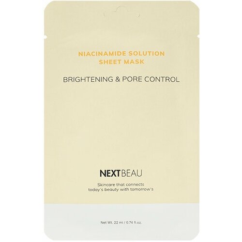 NEXTBEAU Маска тканевая с ниацинамидом - niacinamide solution brightening & pore control, 22мл