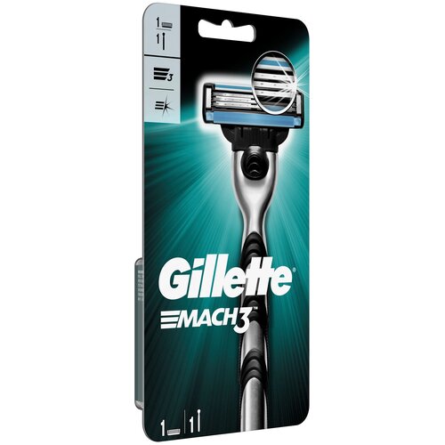 Бритвенный станок Gillette, Mach3, 1 сменная кассета, 2 уп.