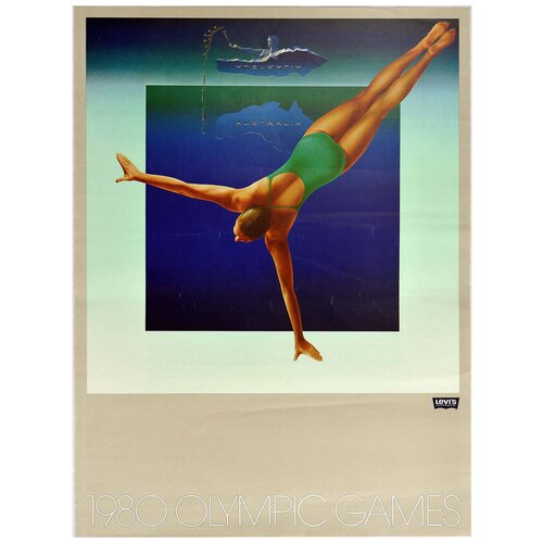 Постер / Плакат / Картина Олимпиада 1980 - Плавчиха 90х120 см в подарочном тубусе