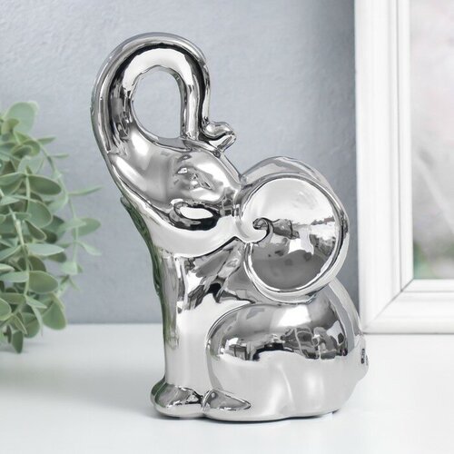 SUI Сувенир керамика "Слон" серебро 20х12х9 см