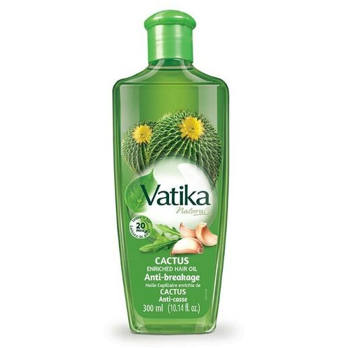 Vatika CACTUS Enriched Hair Oil, Hair Fall Control, Dabur (Ватика кактус обогащенное масло для волос, контроль выпадения, Дабур), 200 мл.