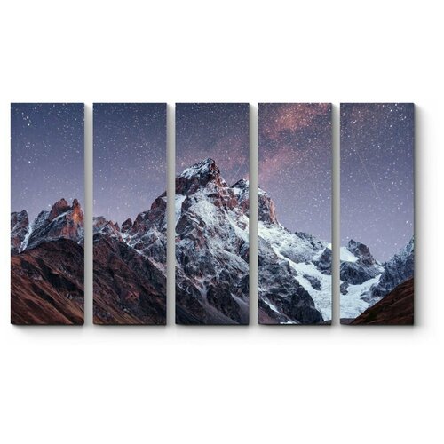 Модульная картина Заснеженные вершины под фантастическим звездным небом 90x54