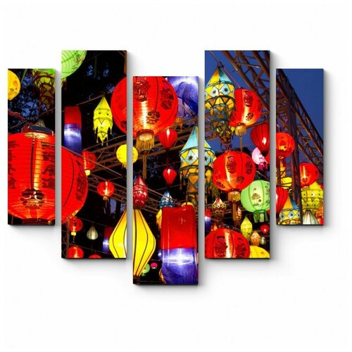 Модульная картина Волшебный свет китайских фонариков, Гонконг 121x98