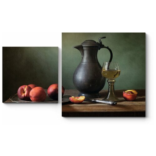 Модульная картина Персики и вино 150x90