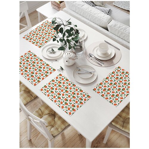 Салфетки на стол для сервировки прямоугольные, плейсмат JoyArty "Плоды апельсинов", 32x46 см, в комплекте 4шт.