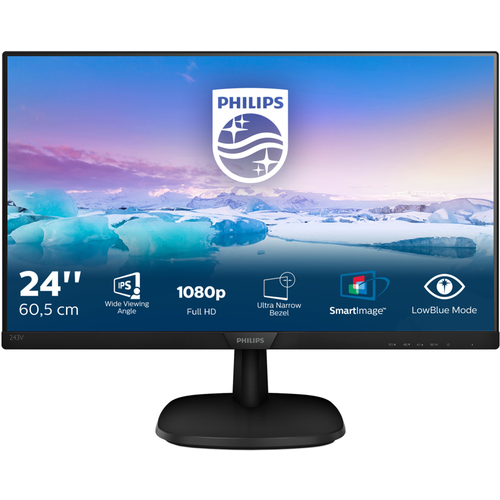 PHILIPS Монитор LCD 23.8' [16:9] 1920х1080(FHD) IPS, nonGLARE, 75 Hz, 250 cd/m2, H178°/V178°, 1000:1, 10М:1, 16.7M, 4ms, VGA, DVI, HDMI, Tilt, Speakers, 3Y, Black