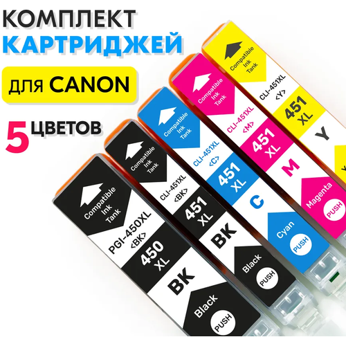 Комплект картриджей Inkmaster PGI-450/CLI-451 XL для Canon Pixma-MX924/ MG5440, 5540, 5640, 6340, 6440, 6640, 7140, 7540/ iX6840/ iP7240, 8740, 1305 стр, многоцветный