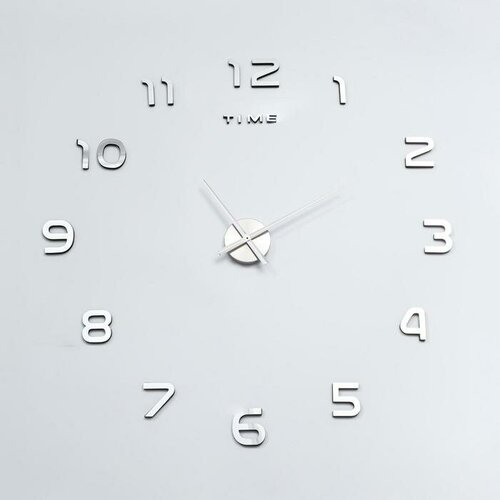 Часы-наклейка, серия: DIY, Акстелл, плавный ход, d-70 см, 1 АА, серебро