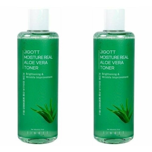 JIGOTT Тонер для лица увлажняющий с алоэ Jigott Moisture Real Aloe Vera Toner 300 мл - 2 штуки