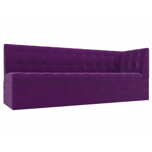 Кухонный диван Бриз с углом справа, Микровельвет фиолетовый