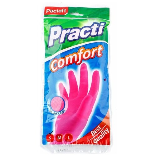 Перчатки Paclan Practi Comfort, 1 пара, размер S, цвет розовый
