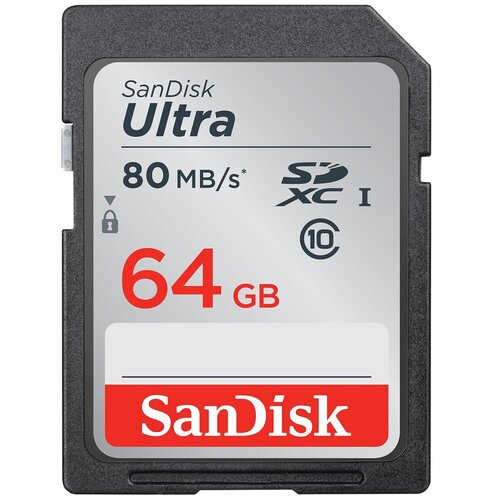 Карта памяти SanDisk SDXC 64 ГБ Class 10, UHS-I U1, R 80 МБ/с, 1 шт.