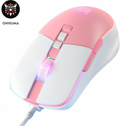 Игровая мышь для компьютера ONIKUMA CW916 Milky Pink с RGB подсветкой