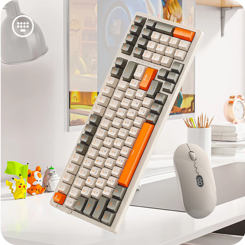 Комплект мышь клавиатура беспроводная механическая русская Wolf К96+Hot-Swap мышка Х1 с набор для компьютера ноутбука mouse, keyboard