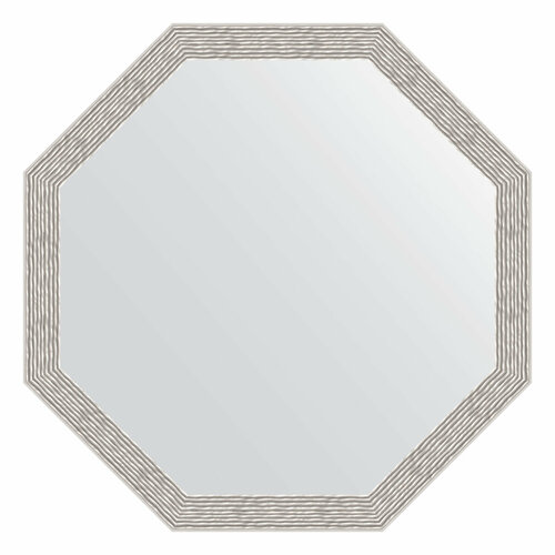 Зеркало настенное Octagon EVOFORM в багетной раме волна алюминий, 63х63 см, для гостиной, прихожей, кабинета, спальни и ванной комнаты, BY 3960