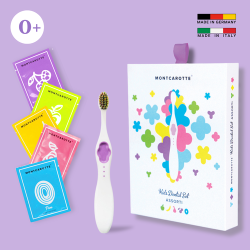 Набор для чистки зубов Montcarotte Kids Dental Set Assorti 0+, 5 мл, 200 г, 6 шт., фиолетовый