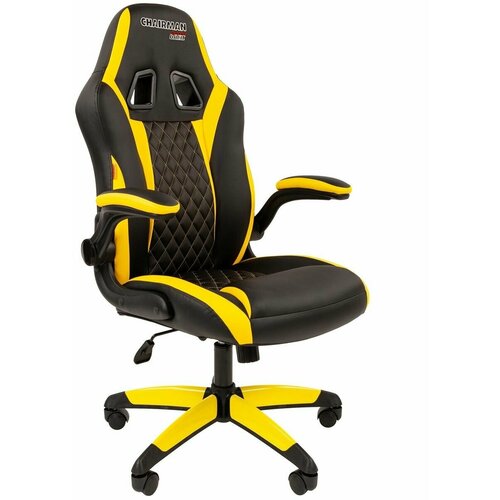 Компьютерное кресло Chairman GAME 15 офисное, обивка: искусственная кожа, цвет: черный/желтый