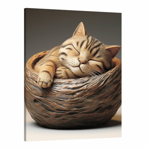 Интерьерная картина 50х70 "Скульптура кот"