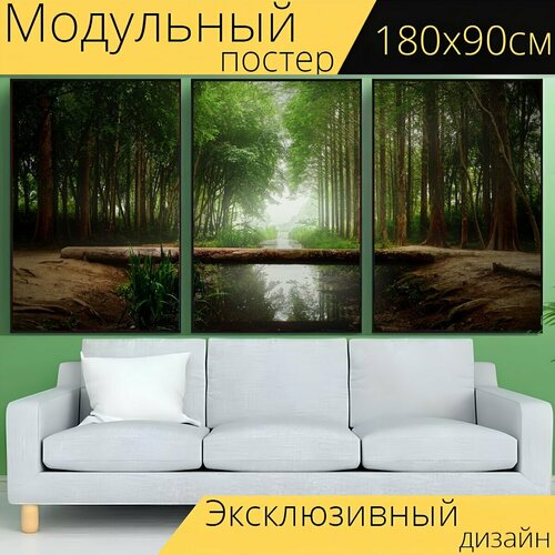 Модульный постер "Природа, дерево, лес" 180 x 90 см. для интерьера
