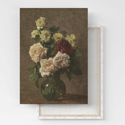 Картина на холсте, репродукция / Анри Фантен-Латур - Jug with Roses / Размер 40 x 53 см