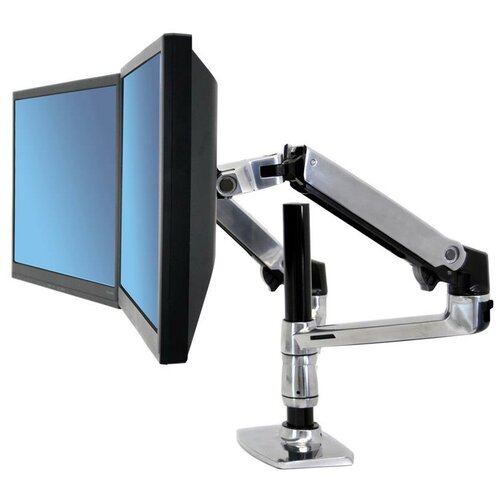 Ergotron LX Dual Stacking Arm Ergotron 45-248-026 крепление для двух мониторов или для монитора и ноутбука(металлик)