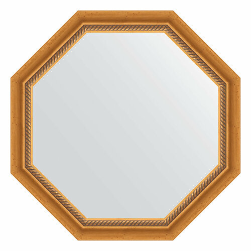 Зеркало настенное Octagon EVOFORM в багетной раме состаренное золото с плетением, 73,2х73,2 см, для гостиной, прихожей и ванной комнаты, BY 3753