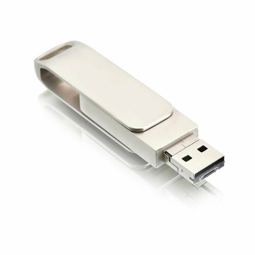 USB флешка, USB flash-накопитель, Флешка Ultra 3 в 1 (USB + micro USB + Type-C), 32 ГБ, серебряная, арт. F38
