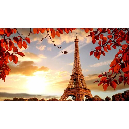 Картина на холсте 110x60 LinxOne "Париже Эйфелева Париж город" интерьерная для дома / на стену / на кухню / с подрамником