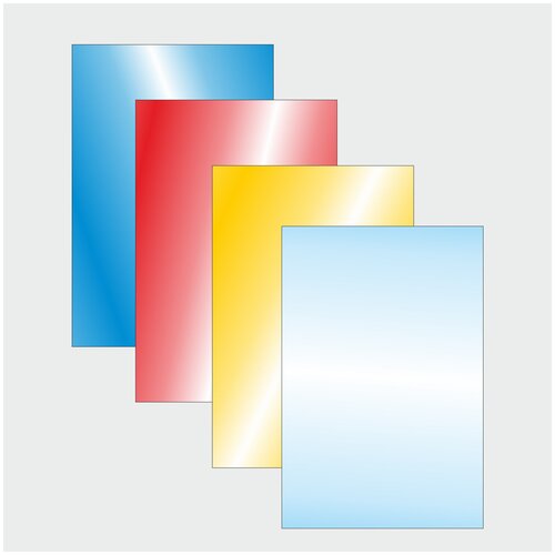 Набор самоклеющейся световозвращающей (светоотражающей) пленки 4 цветов А6 формата 10х15 (Синий, Красная, Желтый, Белый)