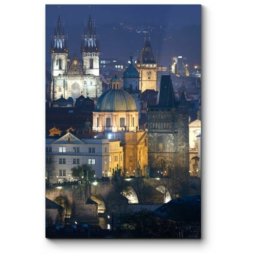 Модульная картина Ночная Прага прекрасна 100x150