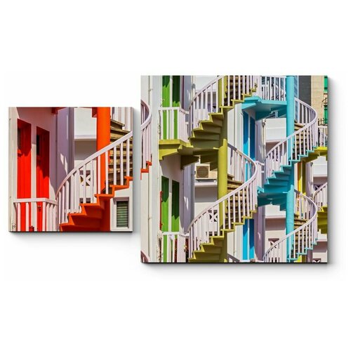 Модульная картина Яркие винтовые лестницы90x54