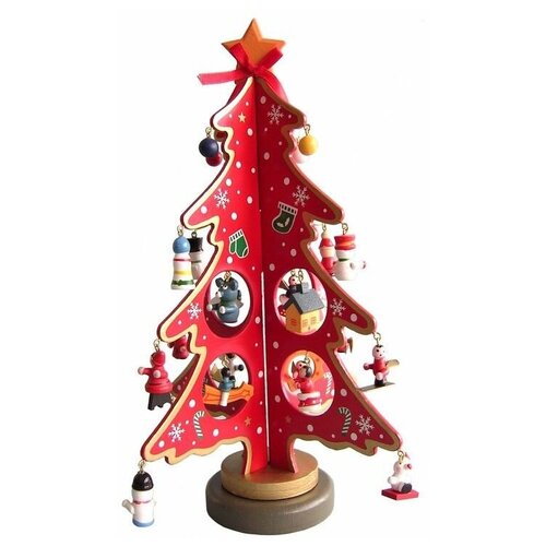 Сувенирная елка с игрушками Сказочная 30 см красная (Breitner)