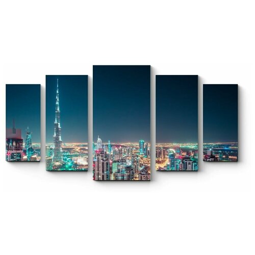 Модульная картина Сияющие огни Дубая 130x72