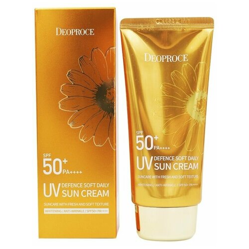 Крем для лица солнцезащитный с ромашкой UV DEFENCE SOFT DAILY SUN CREAM SPF50+ PA++++ 70г, DEOPROCE, 8809567926011