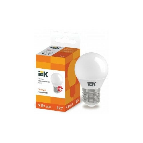 Светодиодная LED лампа IEK шар G45 E27 9W(810lm) 3000К 3K ECO LLE-G45-9-230-30-E27 (упаковка 10 штук)