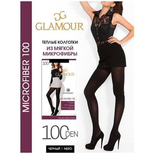 Колготки Glamour Microfiber, 100 den, размер 5, черный