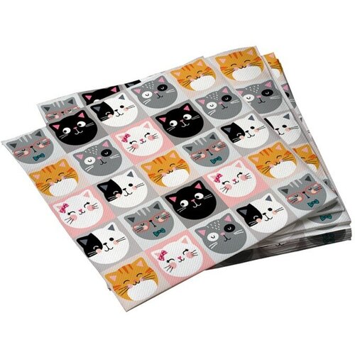 Салфетки бумажные ND Play трехслойные Кошки с ушками, 33х33 см, 20 шт (306000)