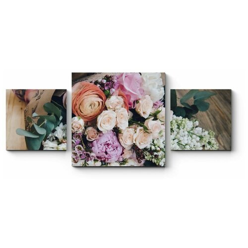 Модульная картина Весенний букет цветов110x47