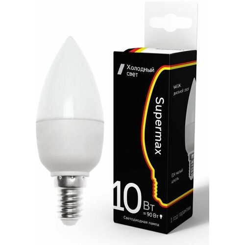 Лампа светодиодная Supermax 10Вт свеча 6400К E14 230В космос Sup_LED10wCNE1464