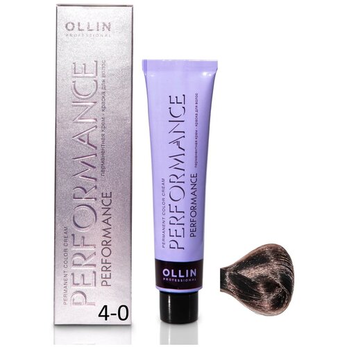 OLLIN Professional Performance перманентная крем-краска для волос, 4/0 шатен, 60 мл