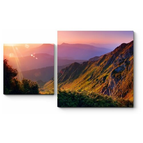 Модульная картина Летний пейзаж в горах на рассвете 130x78