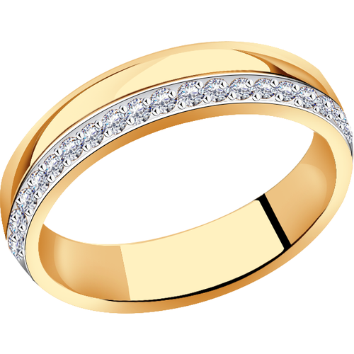 Кольцо обручальное Diamant online, золото, 585 проба, фианит, размер 17