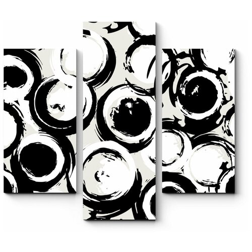 Модульная картина Белое в черный горошек 70x63