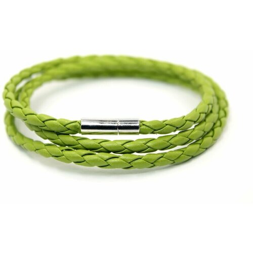 Плетеный браслет Handinsilver ( Посеребриручку ) Браслет плетеный кожаный с магнитной застежкой, 1 шт., размер 16 см, зеленый