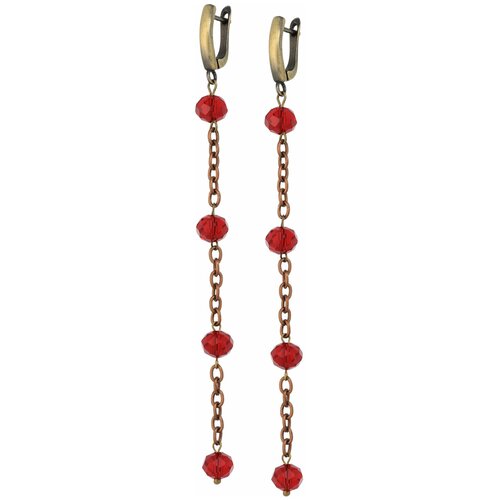 Серьги цепочки Koshika, стекло, размер/диаметр 108 мм, коричневый, красный