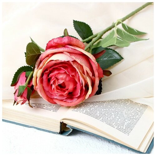 Цветы искусственные "Роза Трио" 10х65 см розовый